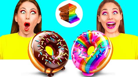 مربى البرتقال دونات مقابل الشوكولاته دونات مقابل ريال دونات تحدي معركة الغذاء Fun Tun Youtube