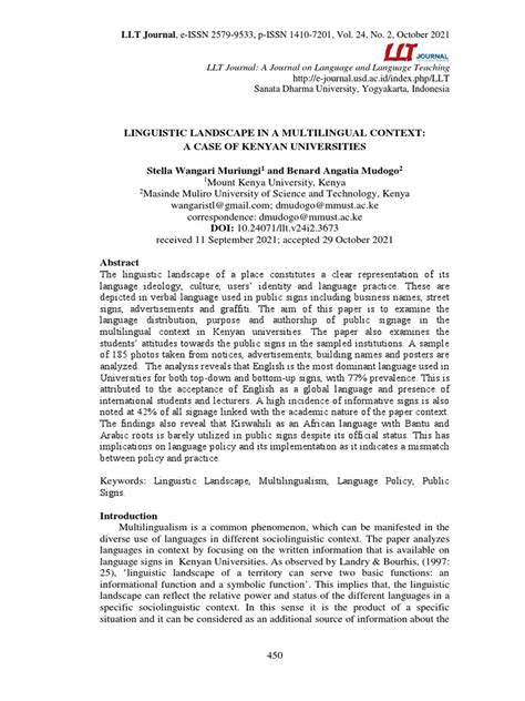 Linguistic Landscape In A Multilingual Context Pdf Linguistics