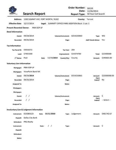 Cell Title Search Sample Report