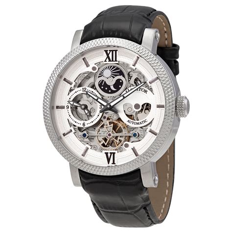 Heritor Helmsley White Dial Leather Automatic Mens Watch Hr5005