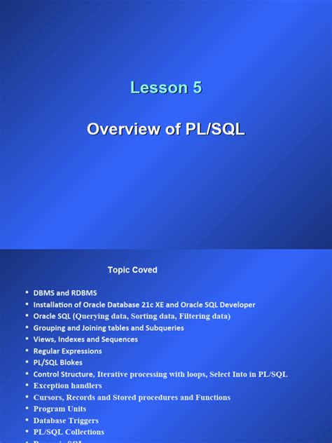 Lesson 5 Pdf Plsql Sql Lesson 5 Pdf Plsql Sql