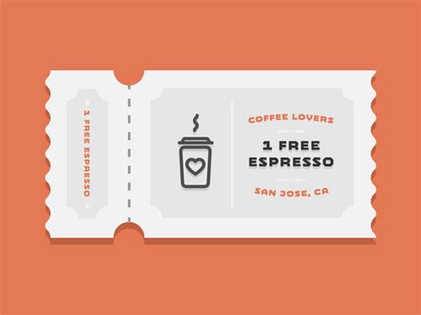 Coffee Lovers Free Espresso Ticket Design Coffee Date Coupon Coffee
