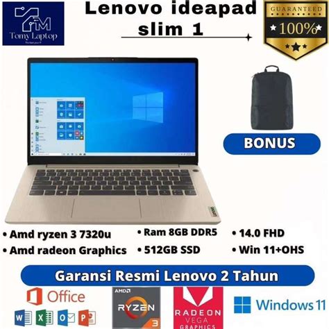 Jual Lenovo Ideapad Slim 1 Ryzen 3 7320u 8gb 512ssd Windows Office Original Di Seller Tomy