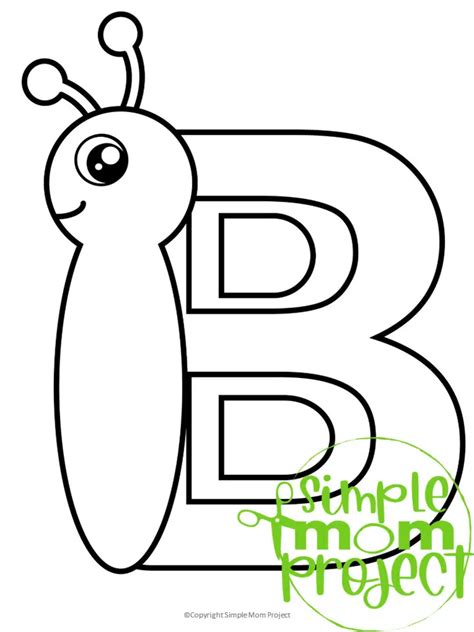 Free Printable Letter B Coloring Page Simple Mom Project Worksheets