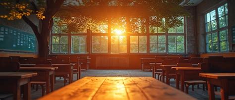 Premium Photo Sunlight Shining Through A Window In A Classroom With