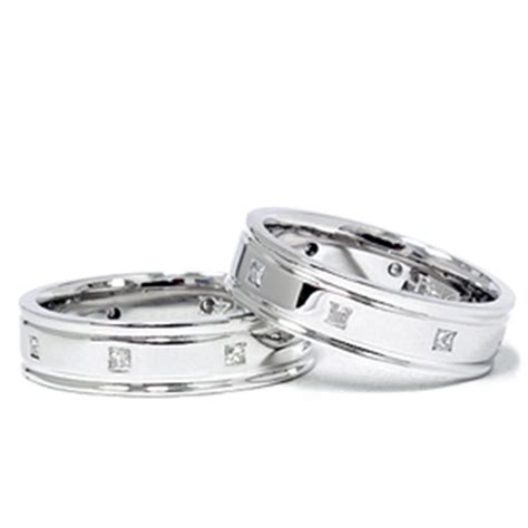 Pompeii3 12ct Princess Cut Diamond Matching Wedding Ring Set