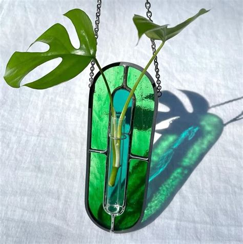 Stained Glass Vase Hanging Planter