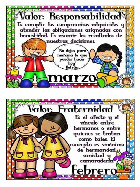 Valores Con Imagenes Pdf 89f Responsabilidad Para Niños Valor De