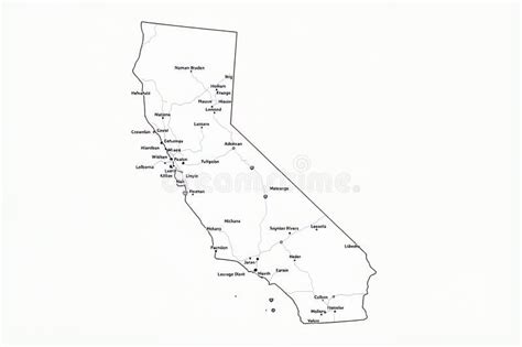 Detailed California Map Outline On Clean White Backdrop Displaying