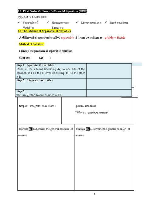 1 1 1 Separable Equation Update Jan 2021 Edit 1 First Order Ordinary Differential Equations