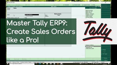 How to Create a sales Order in Tally ERP9? (English) - YouTube