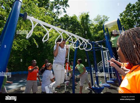 Sixth Graders Play In The Playground At A School In Newark Nj Stock