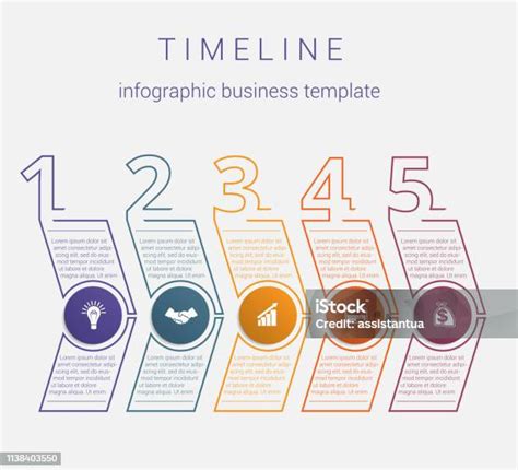 時程表資訊圖表業務範本水準箭頭5個位置時間段內業務戰略的視覺化向量圖形及更多互聯網圖片 互聯網 代幣 信息圖形 istock