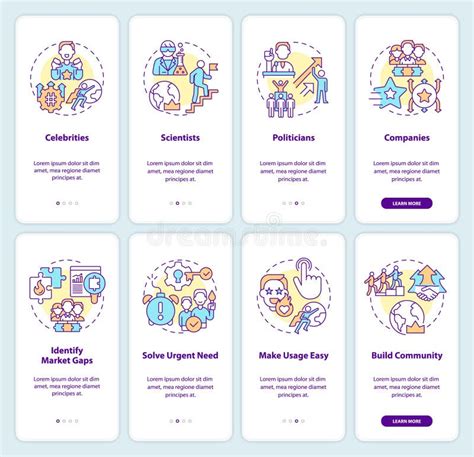 Trendsetters Onboarding Mobile App Screen Set Stock Illustration Illustration Of Digital