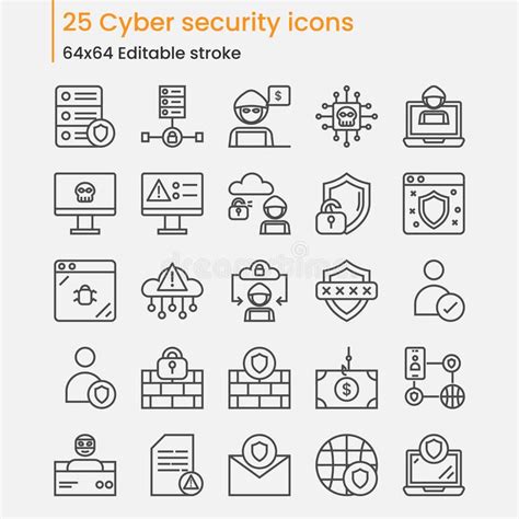 Vector Cyber Security Outline Icons Stock Vector Illustration Of Computer Business 267313928