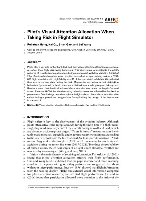 pdf pilot s visual attention allocation when taking risk in flight