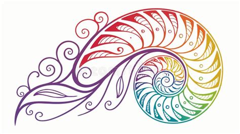 Nautilus Shell Spiral Art Fibonacci Sequence Nature S Geometry Vector Design Generative Ai