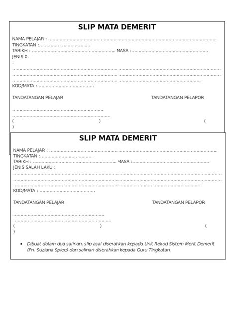 Slip Merit Demerit Pdf