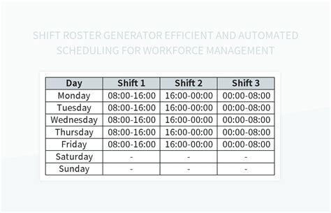Shift Roster Generator Efficient And Automated Scheduling For Workforce