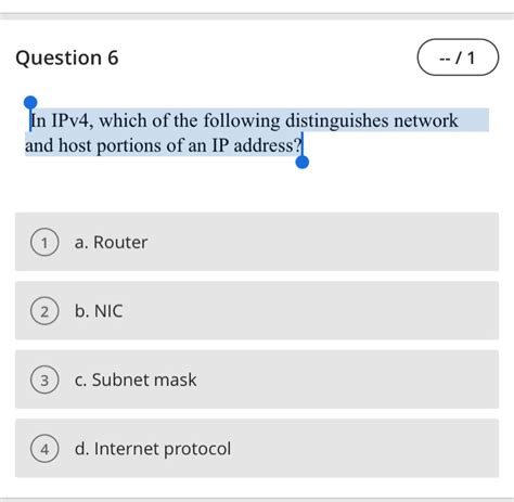 Solved Question 6 1 In IPv4 Which Of The Following Chegg Com