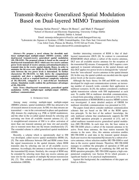 Pdf Transmit Receive Generalized Spatial Modulation Based On Dual Layered Mimo Transmission