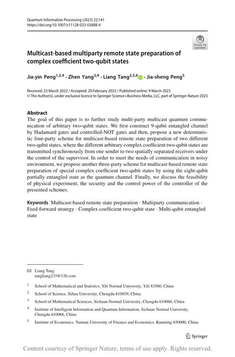 Multicast Based Multiparty Remote State Preparation Of Complex