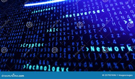binary code with crypto internet ai network and metaverse text