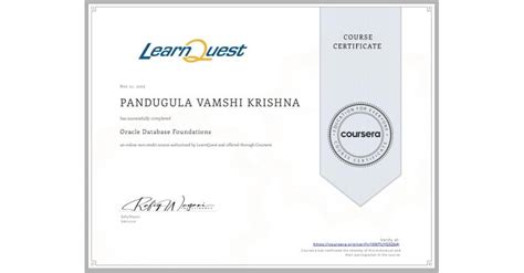 Completed Oracle Database Foundations Course Pandugula Vamshi Krishna Posted On The Topic