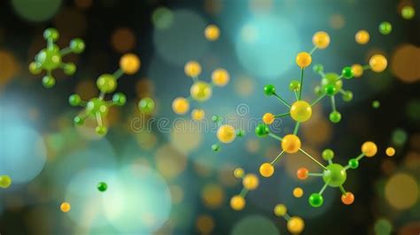 Molecular Structure Rendering With Spheres And Rods On Bokeh Background