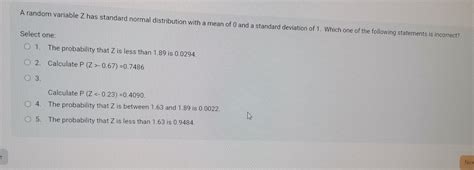 Solved A Random Variable Z ﻿has Standard Normal Distribution