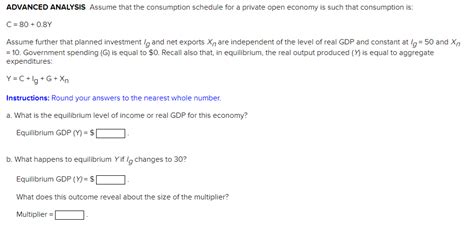 Solved Advanced Analysis Assume That The Consumption