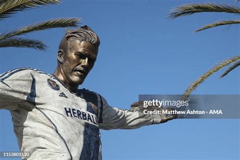 The David Beckham Statue In The Galaxys Legends Plaza Located Outside