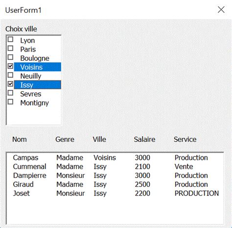 Formulaire Liste Multi Colonnes