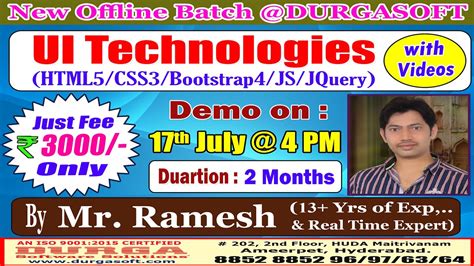 Ui Technologies Offline Training Durgasoft Youtube