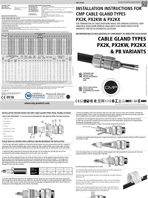 Barrier Cable Glands Cmp Px2kx Instructions Pdf Electrical Wiring