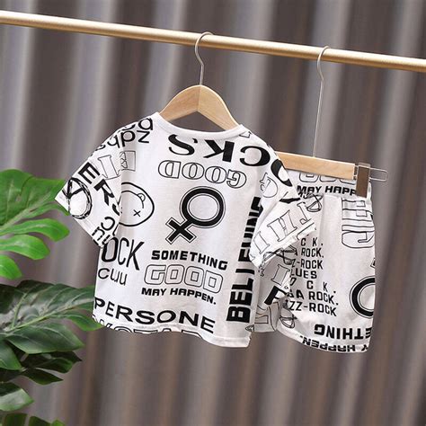 Lanbao เสื้อผ้าเด็กผช ชุดเสื้อผ้าเด็กผู้ชาย เสื้อยืดเด็กผช ชุดลำลองเด็ก