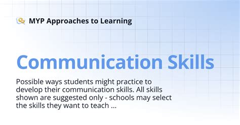 Communication Skills Myp Approaches To Learning