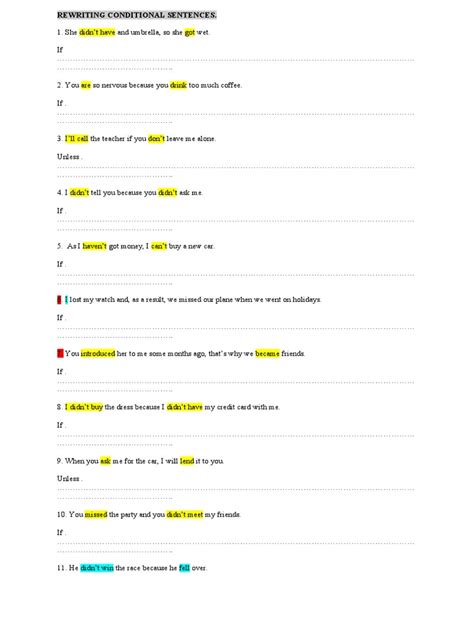 Rewriting Conditional Sentences Pdf