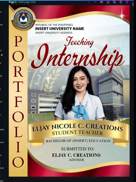 Red New Design Teaching Internship Portfolio Canva Template With Conte