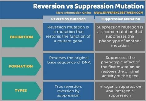 Difference Between Reversion And Suppression Mutation Compare The