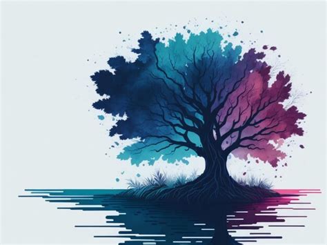 Premium Ai Image A Tree In Middle With Gradient Background