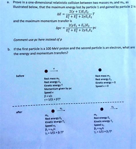 Solved Prove In A One Dimensional Relativistic Collision Between Two