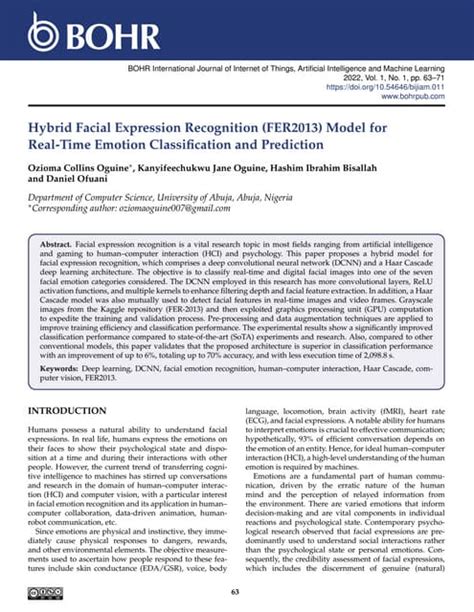 Hybrid Facial Expression Recognition Fer2013 Model For Real Time