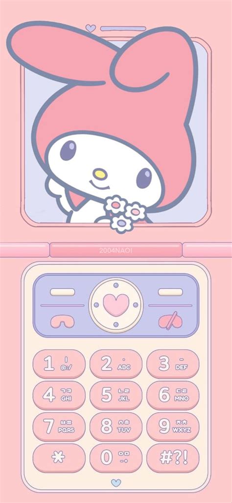 An Image Of A Cell Phone With Hello Kitty On The Front And Back Side In Pink