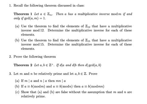 Solved Recall the following theorem discussed in | Chegg.com