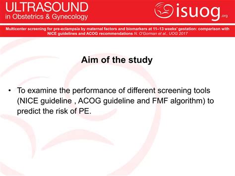 Uog Journal Club Multicenter Screening For Pre Eclampsia By Maternal