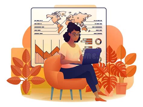 Woman Data Analysis Laptop Business Illustration Stock Vector