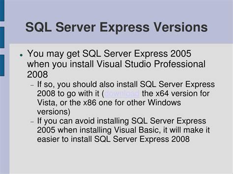 PPT Using SQL Server Express With Visual Basic NET PowerPoint Presentation ID