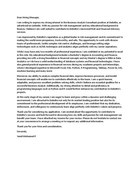 Deloitte Cover Letter Pdf Analytics Learning