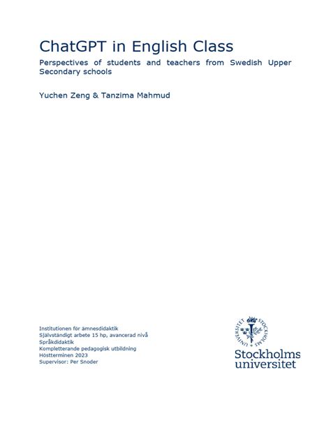 Chatgpt In English Class Pdf Learning Cognition